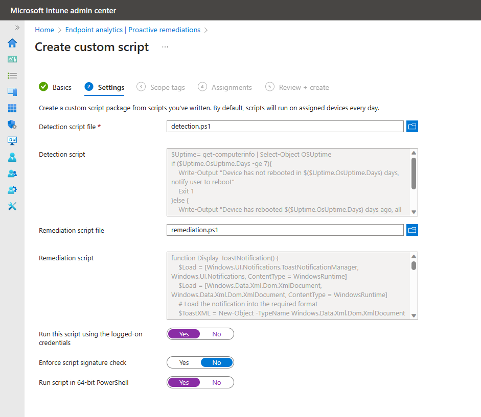 Proactive Remediation reboot reminders via Toast Notifications