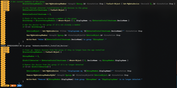 Automate device groups based on discovered apps with PowerShell and Intune